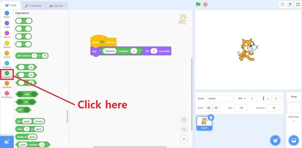 Scratch Operators Code Blocks ICT Notes
